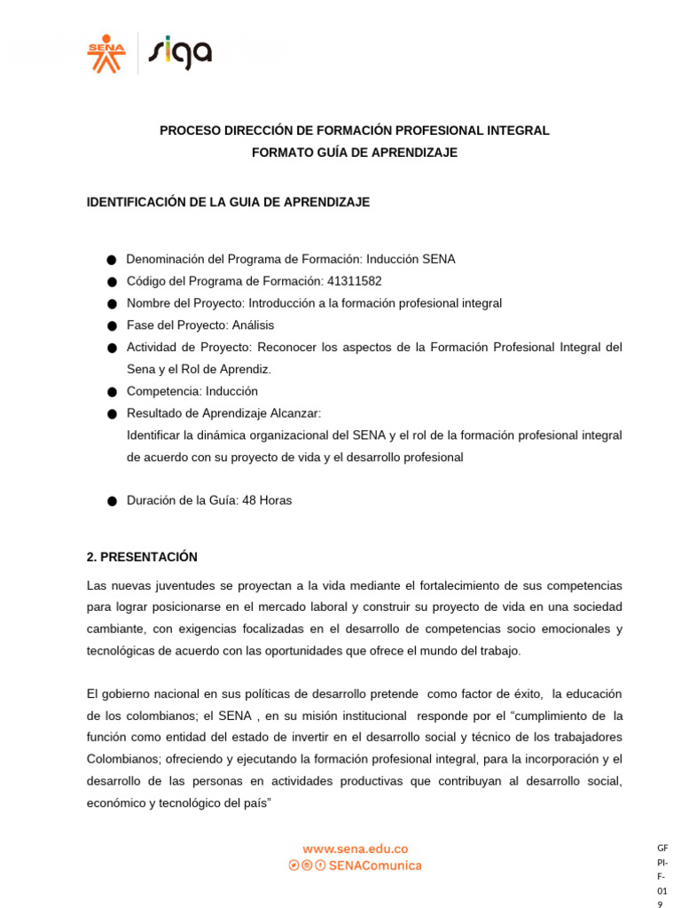 Cristian Santana - Gfpi-F-019 - Guia - de - Aprendizaje Inducción 2020 | PDF