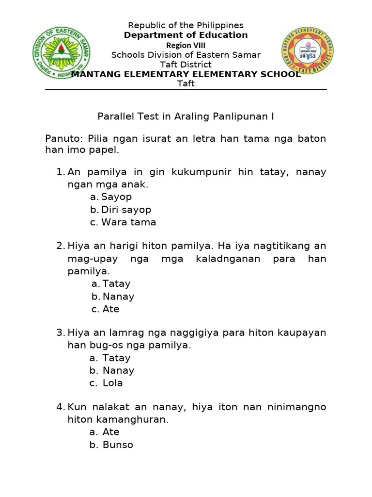 Weekly Test Grade | PDF | Philippines | Language Arts & Discipline