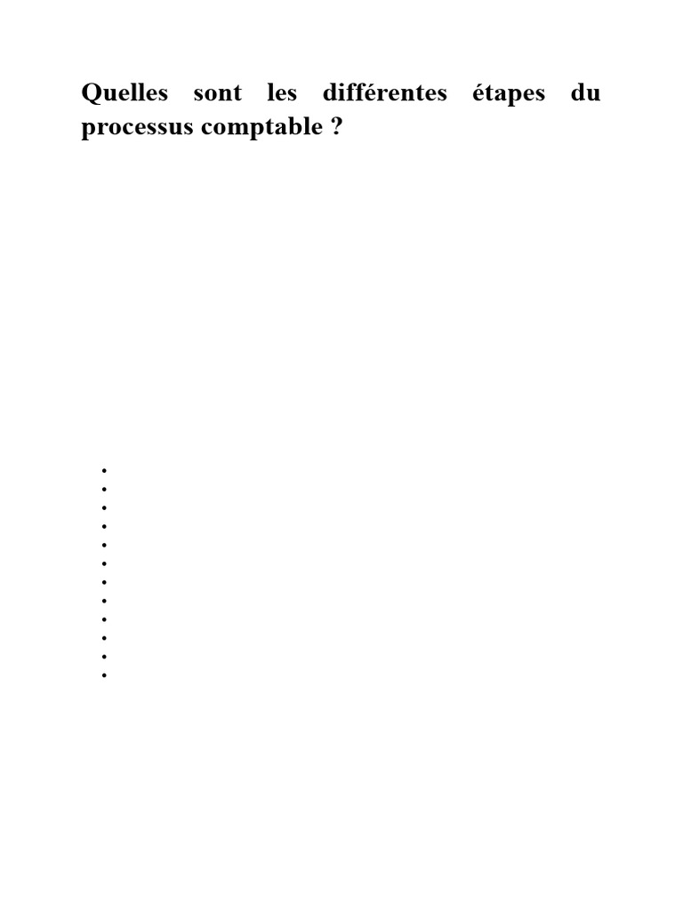 Quelles Sont Les Différentes Étapes Du Processus Comptable | PDF