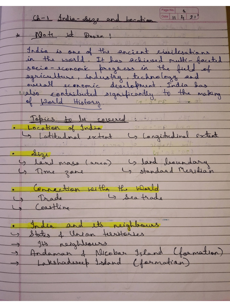 Geography Ch-1 Class 9th | PDF