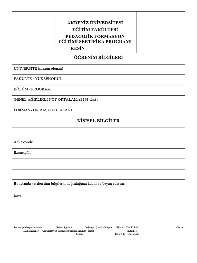 Kesi̇n Kayit Formu (1) | PDF