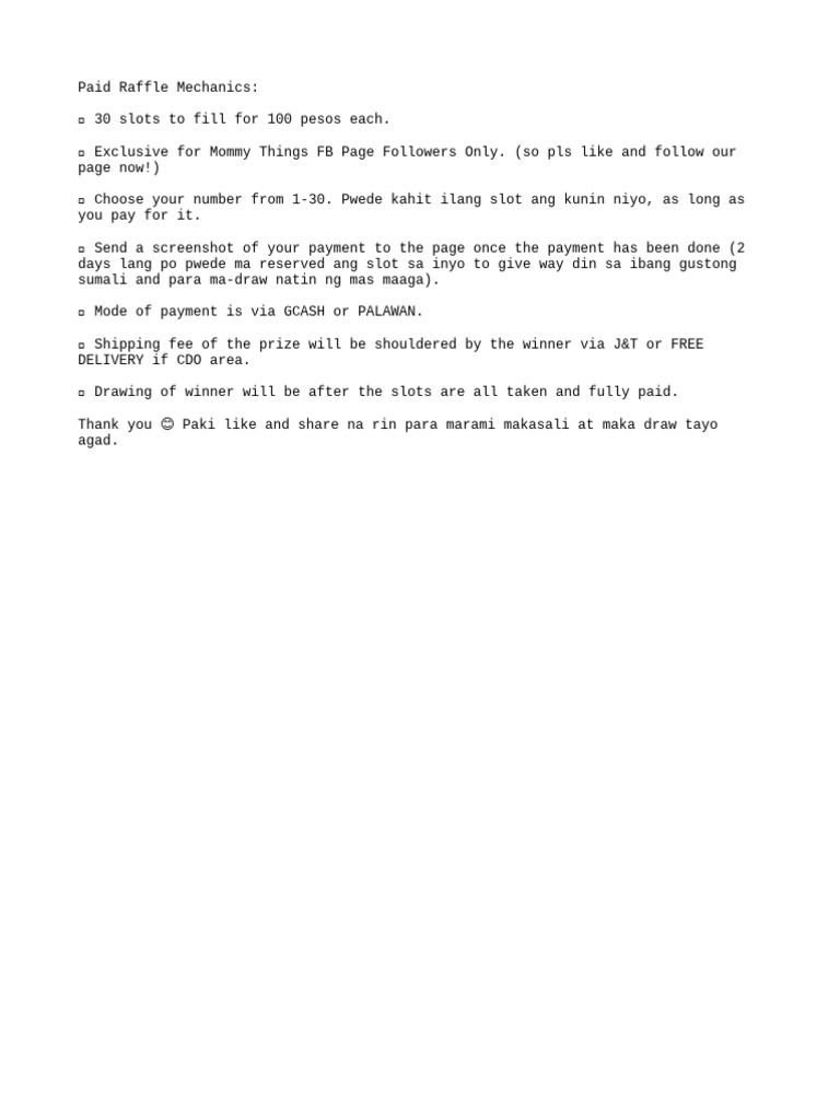 Raffle Draw Mechanics | PDF