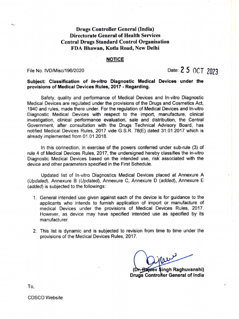 CDSCO IVD Classification | PDF