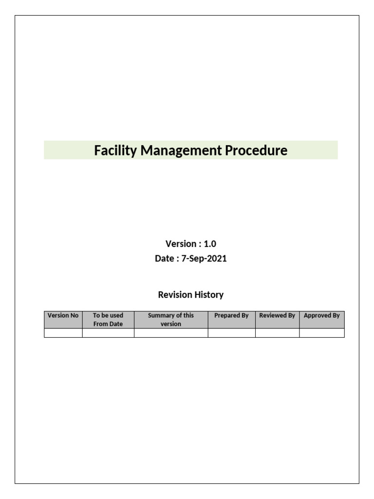 BMS-P-16 Facility Management Procedure | PDF