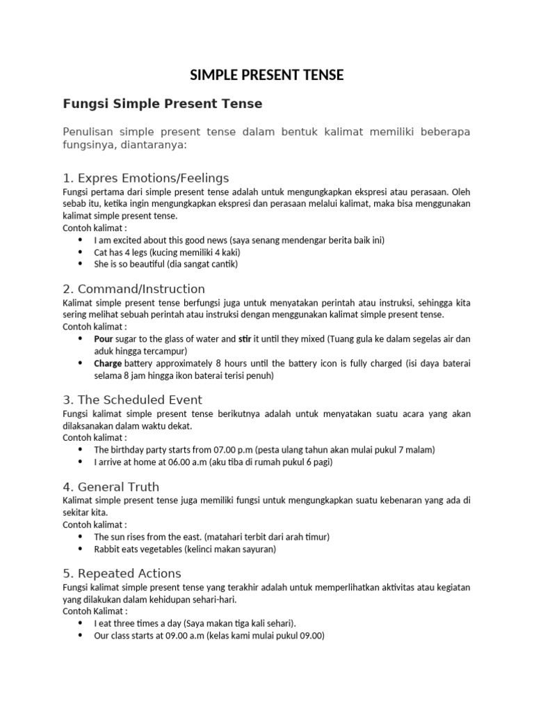 Simple Present Tense | PDF