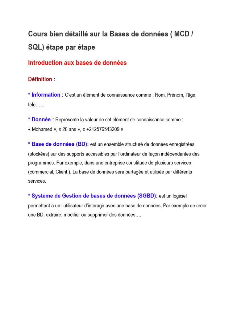 Cours Bien Détaillé Sur La Bases de Données | PDF
