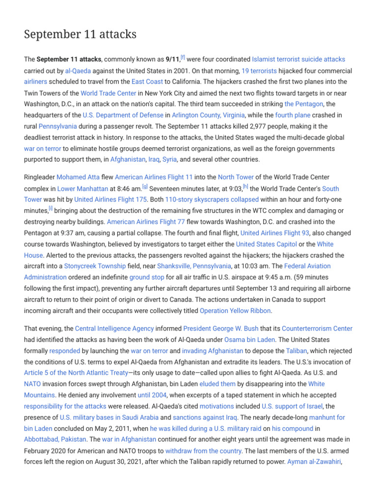 911 MoleConcept HW | PDF | September 11 Attacks | Hijackers In The ...
