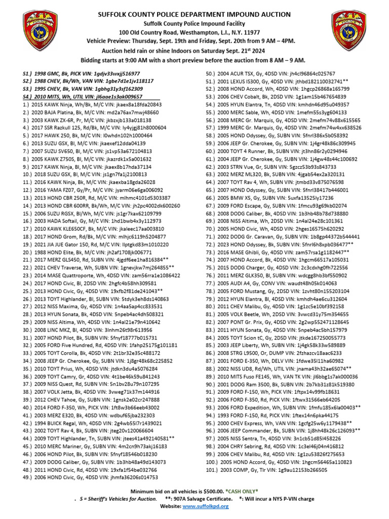 SCPD Vehicle Auction | PDF