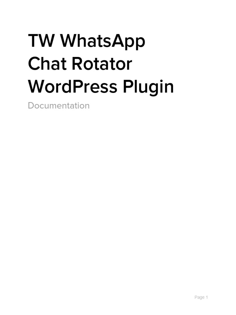 TW Whatsapp Chat Rotator Documentation | PDF