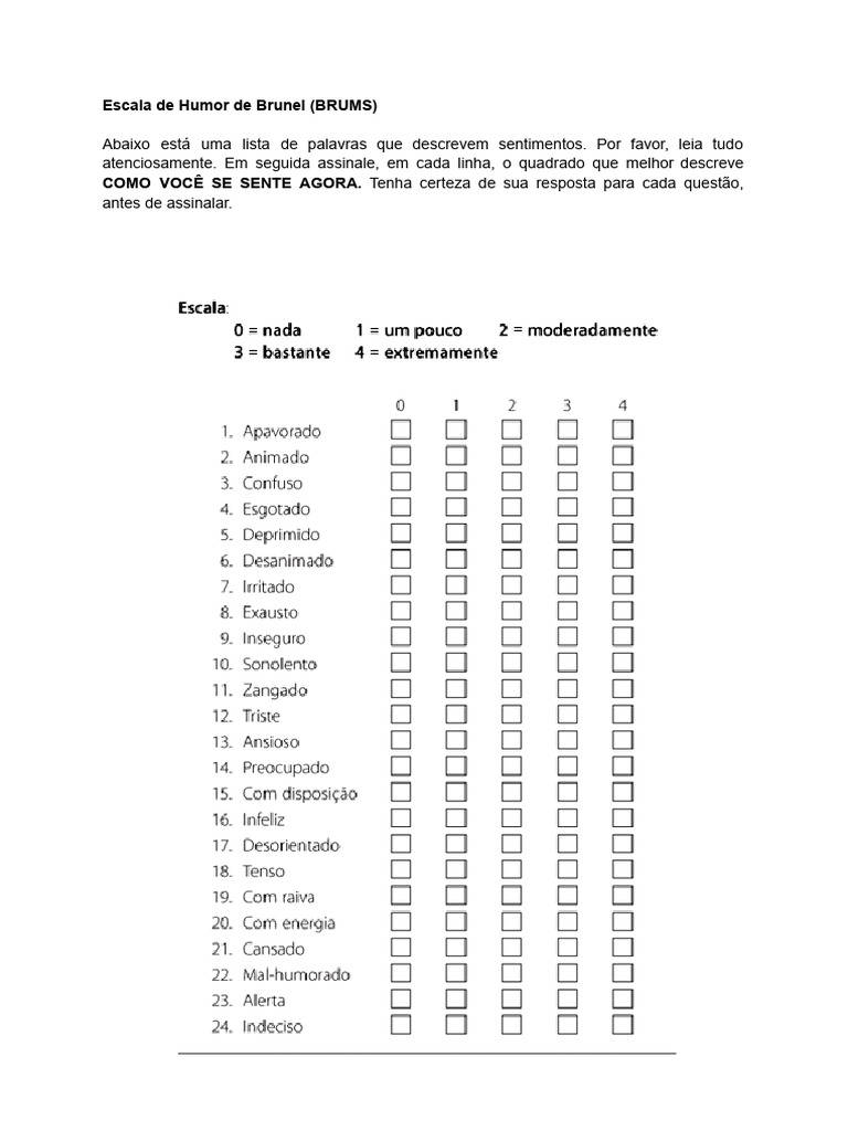 Escala de Humor de Brunel (BRUMS) | PDF