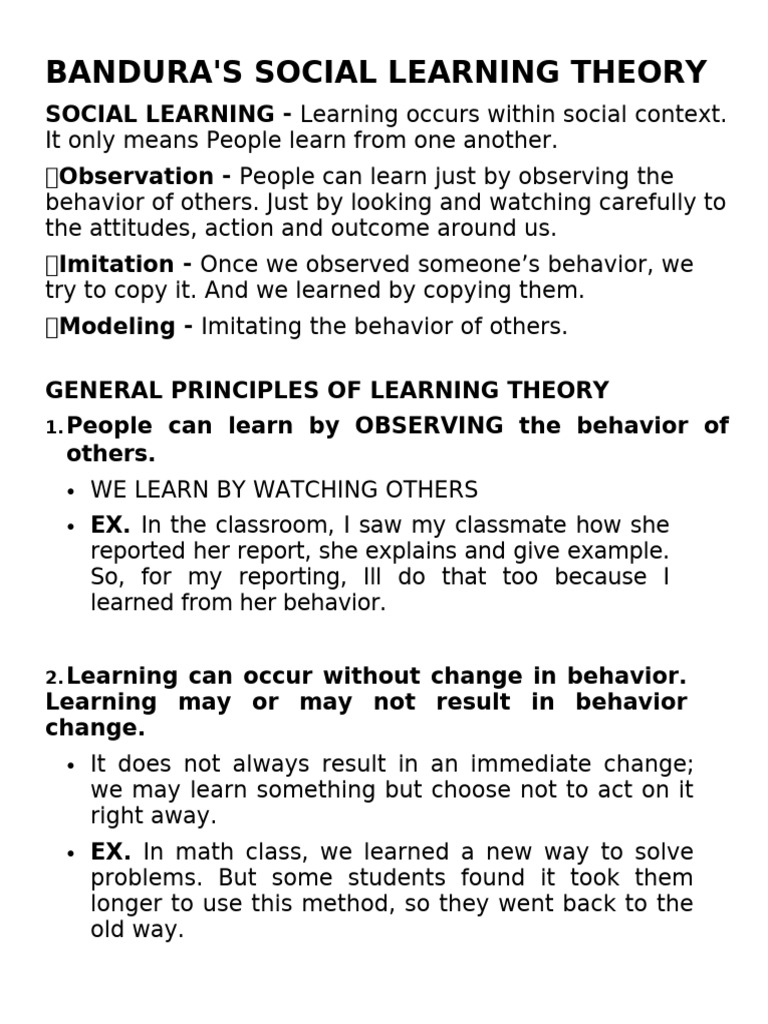 Bandura Social Learning | PDF