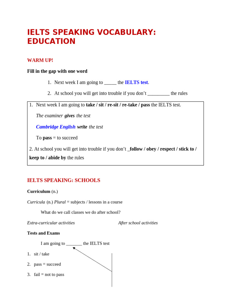 Ielts Speaking Vocabulary | PDF