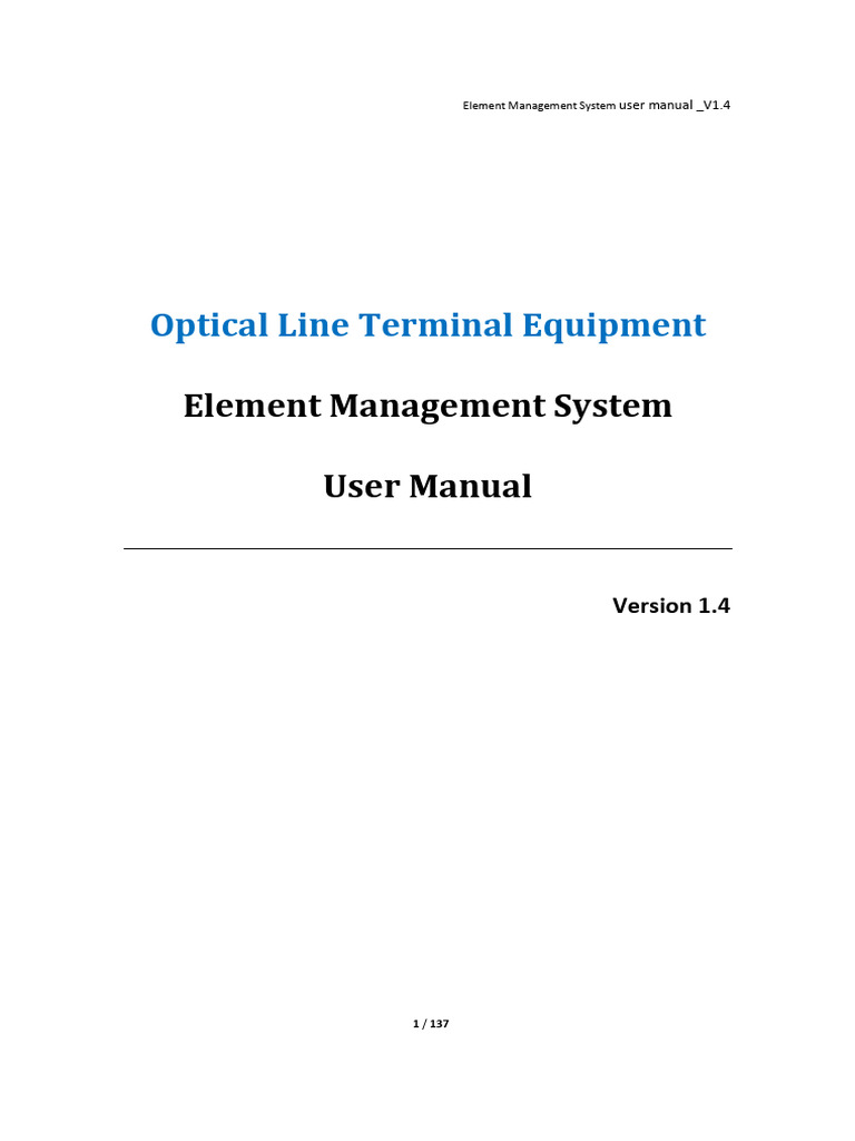 Element Management System User Manual - V1.4 | PDF | Computer Network ...