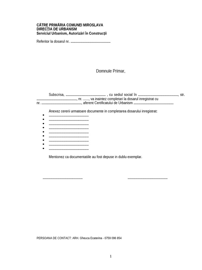 Cerere Completare Dosar | PDF