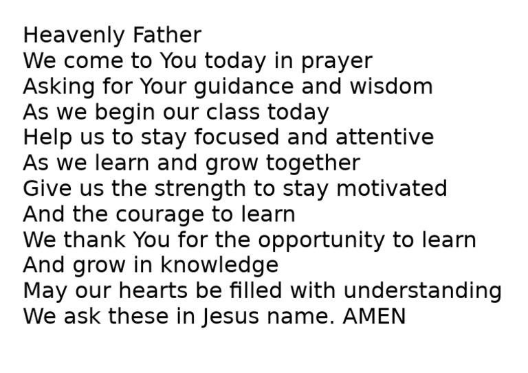 Prayer Before Class | PDF