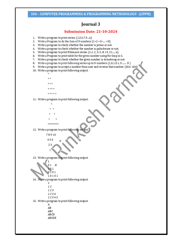 104-CPPM Practical JOURNAL-3-2024 | PDF
