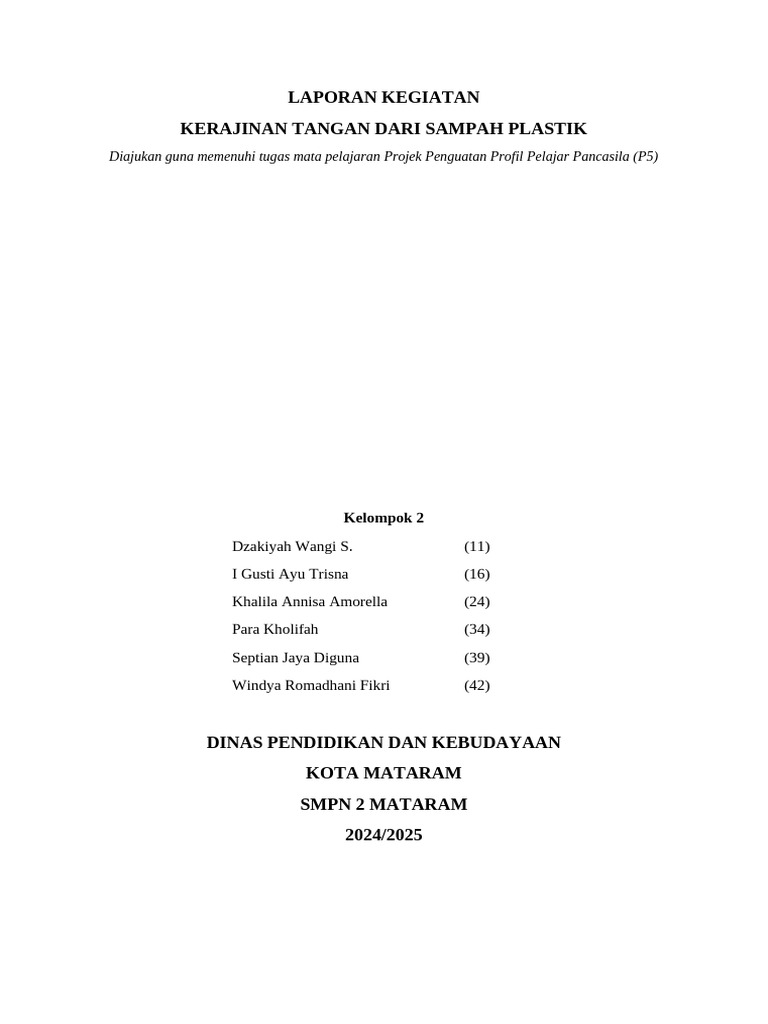 Laporan Kegiatan P5. | PDF