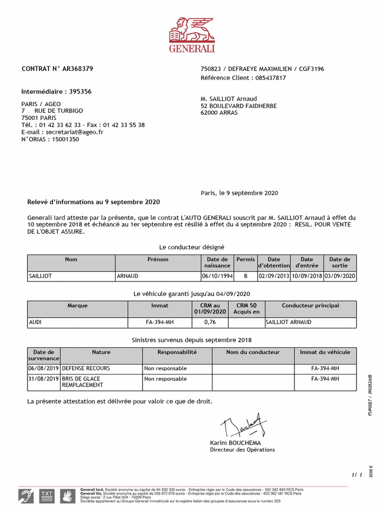 Releve D'information - AR368379 | PDF