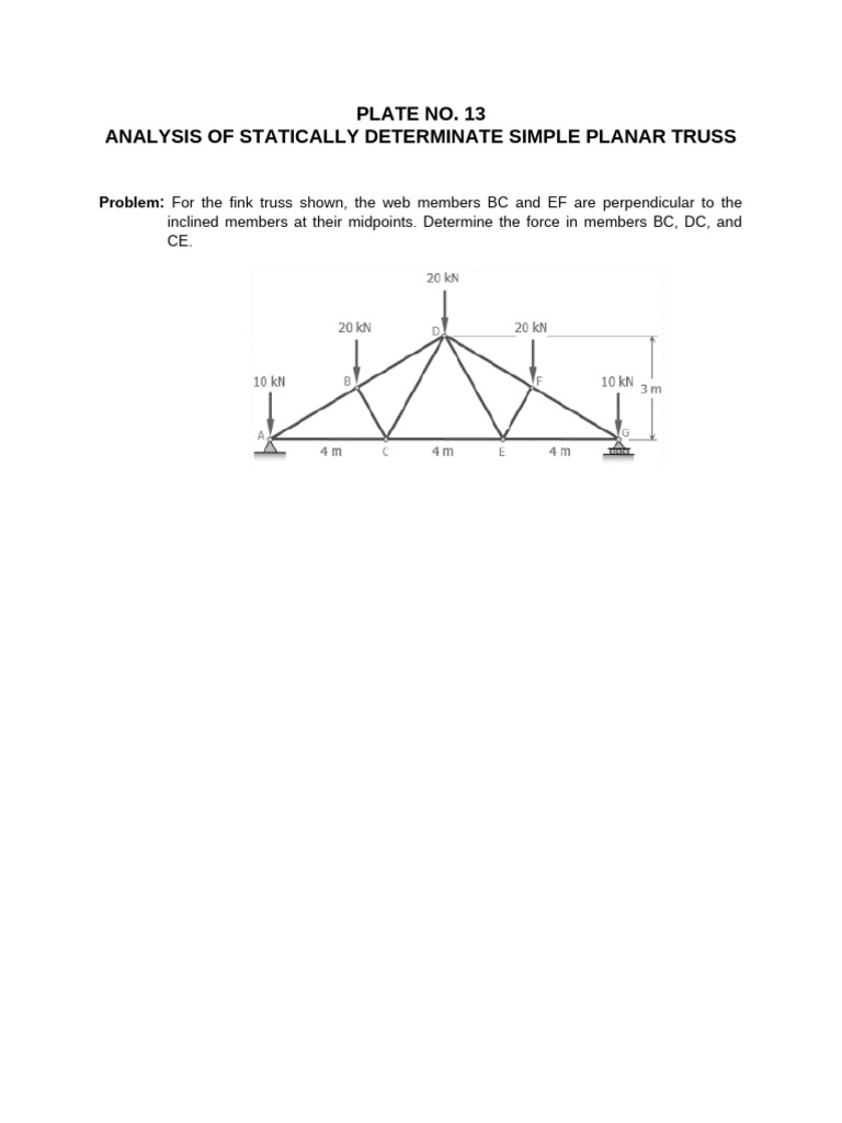 TLA13P (CO1) Plate No. 13 Analysis of Statically Determinate Simple ... TLA13P (CO1) Plate No. 13 Analysis of Statically Determinate Simple ...