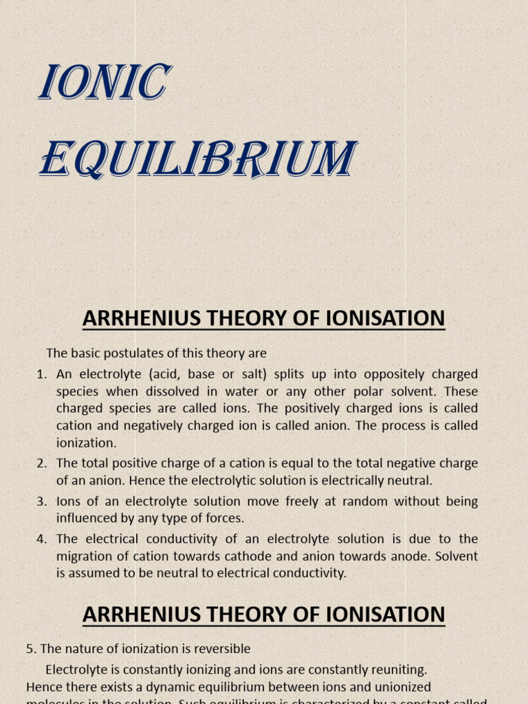 Ionic Equilibrium | PDF