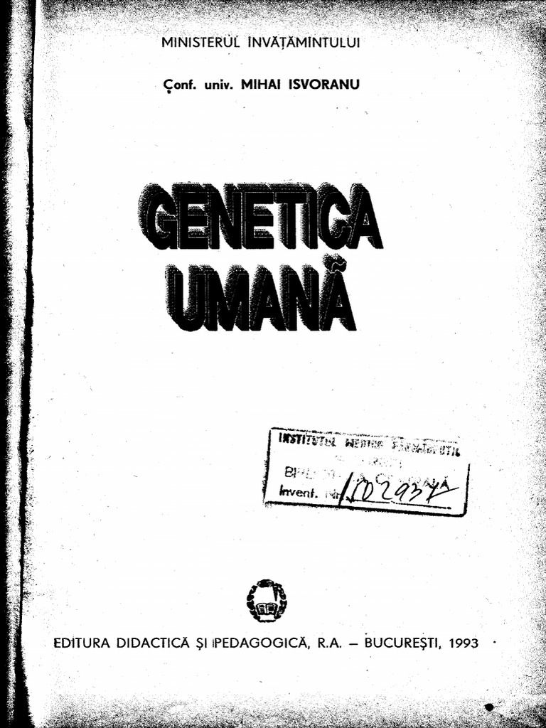 Genetica Umana Manual Isvoranu PDF | PDF