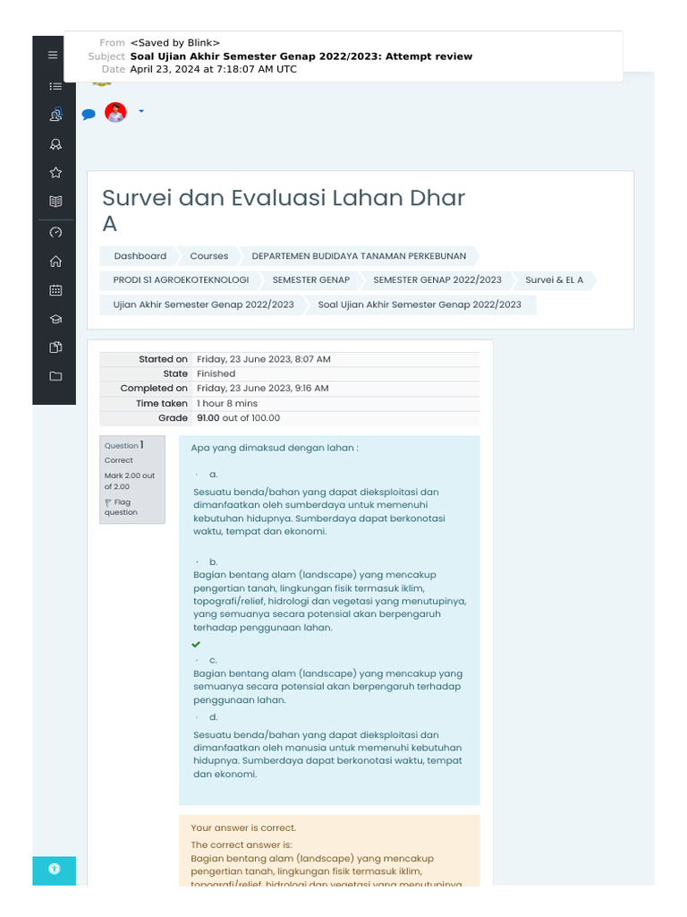 Soal Ujian Akhir Semester Genap 2022 - 2023 - Attempt Review | PDF | People For The Ethical ...
