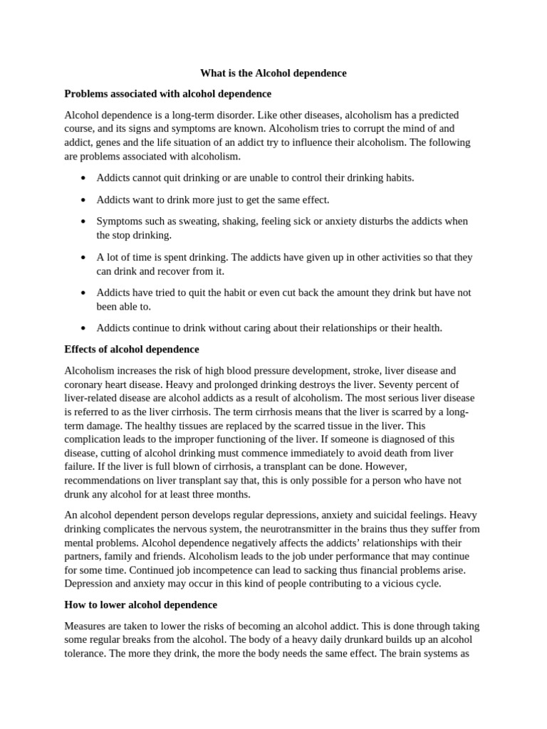 What Is The Alcohol Dependence | PDF