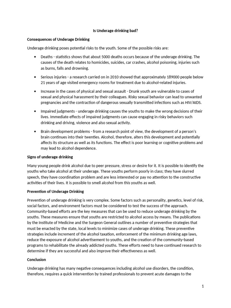 Is Underage Drinking Bad | PDF