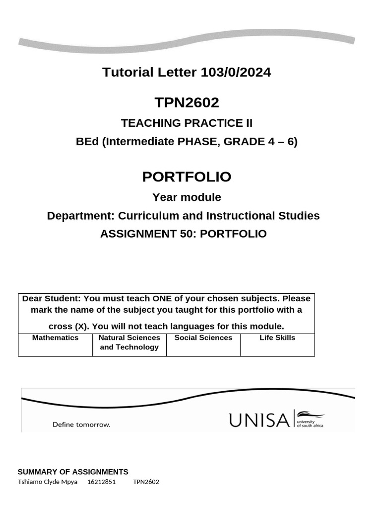 Assignment 50 - TPN2602 - 2024 | PDF