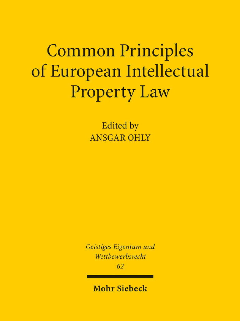 Common Principles of European Intellectual Property Law | PDF