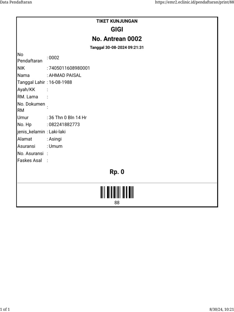 Tiket Antrin RGI | PDF