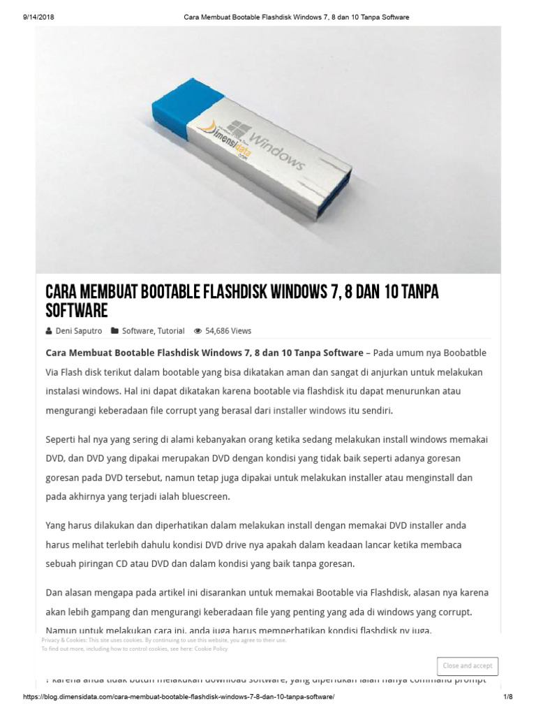 Cara Membuat Bootable Flashdisk Windows 7, 8 dan 10 Tanpa Software | PDF