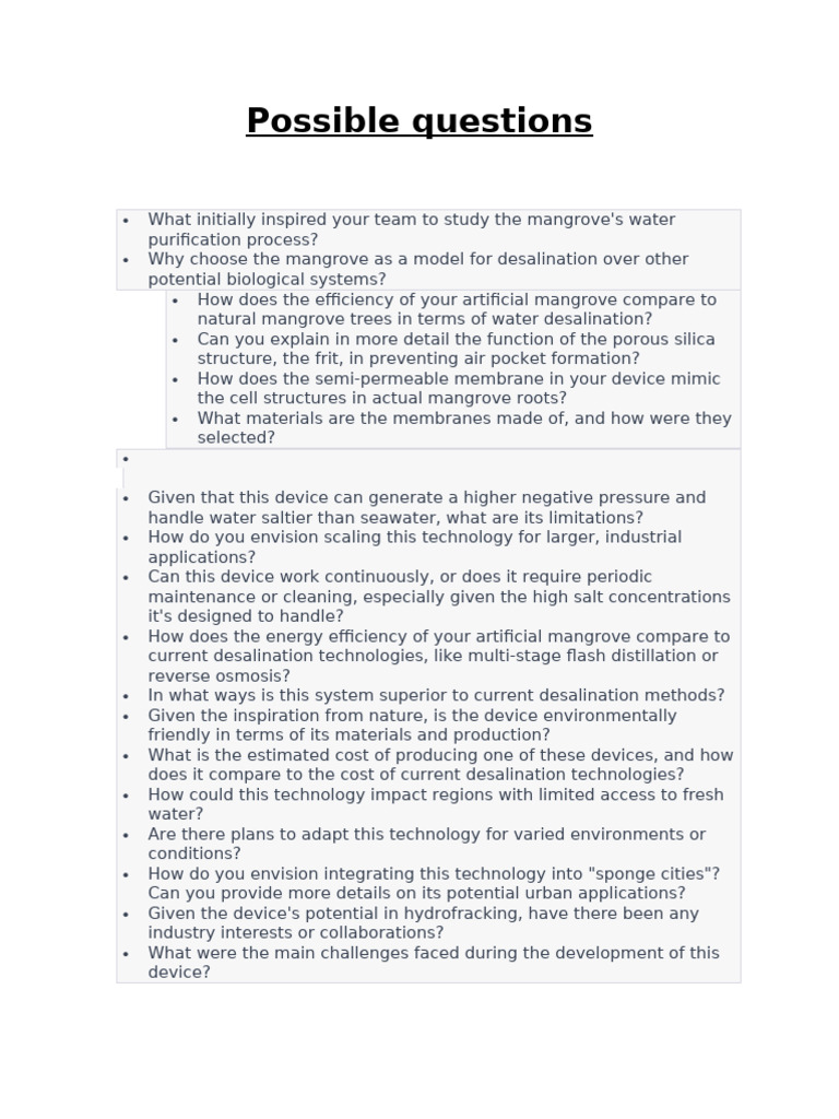 Possible Questions | PDF