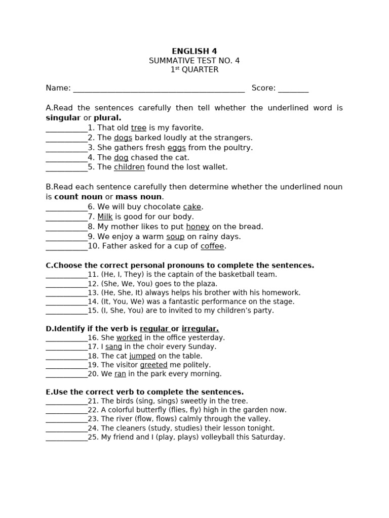 Q1W4 - Summative - ENGLISH 4 | PDF