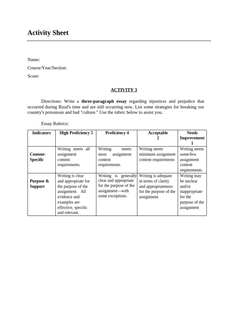 Activity Sheet - 3 | PDF