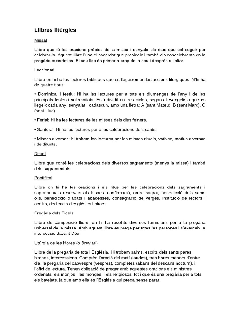 Llibres Litúrgics | PDF