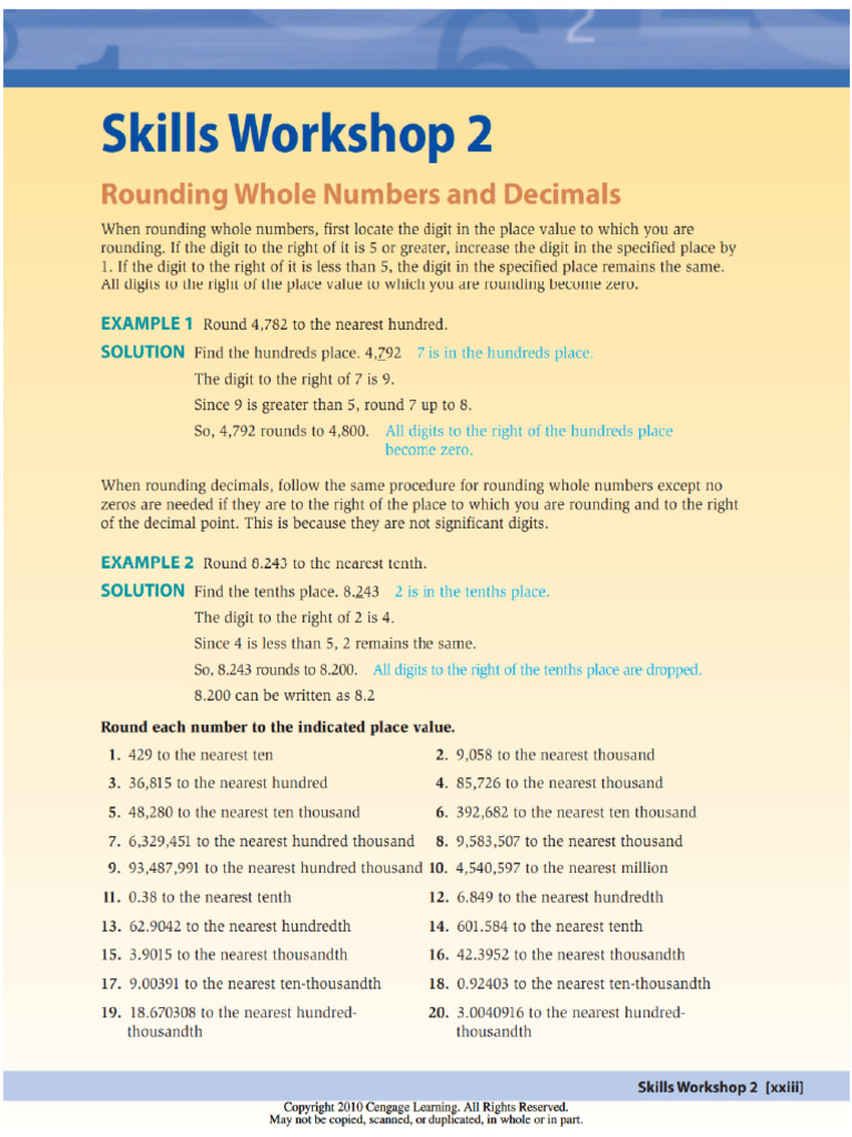 Skills Workshop 2 - Rounding Numbers and Decimals | PDF