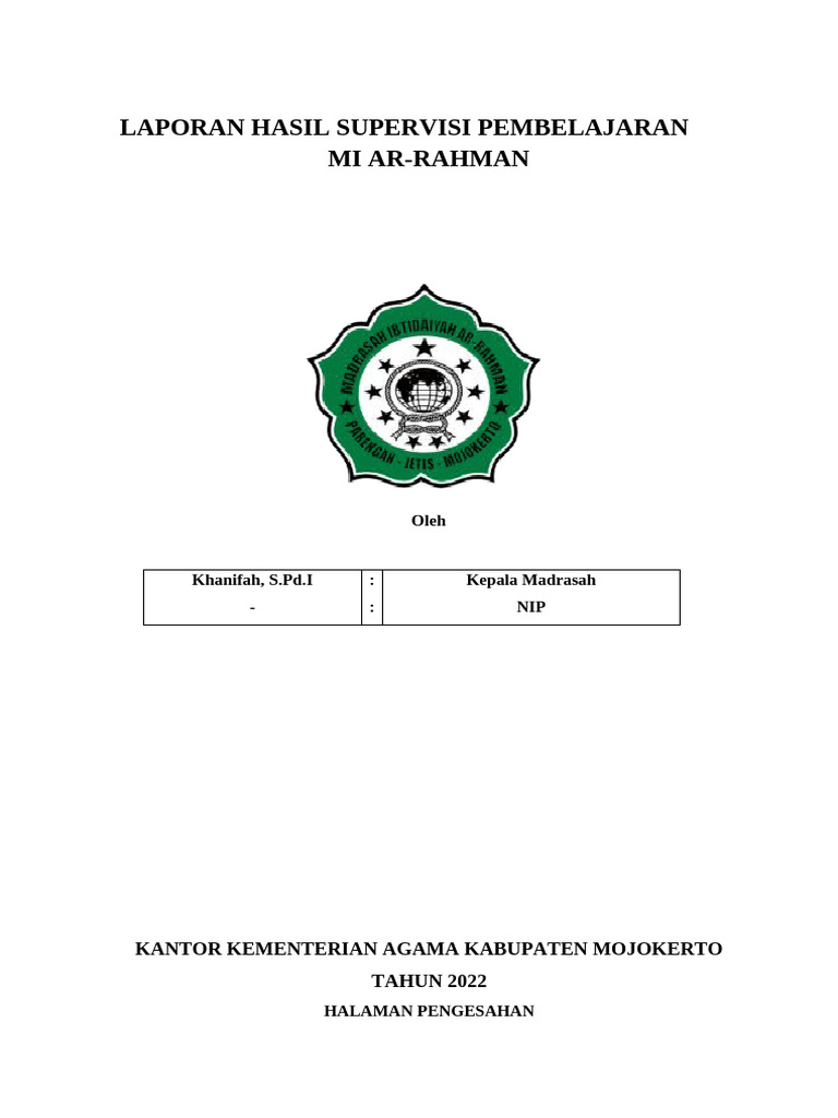 Laporan Hasil Supervisi Pembelajaran | PDF