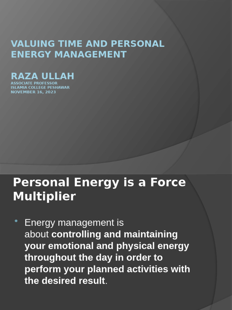Valuing Time and Energy | PDF