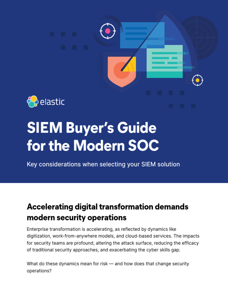 Elastic Siem Buyers Guide For The Modern Soc | PDF