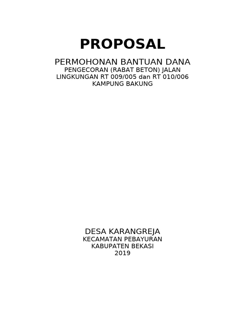 Proposal Pengecoran Jalan Bakung 2019 | PDF | Sains & Matematika