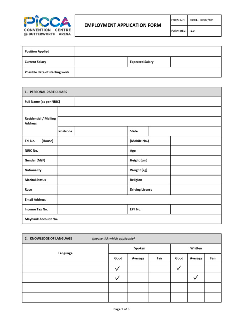 Employment Application Form Full and Detail | PDF