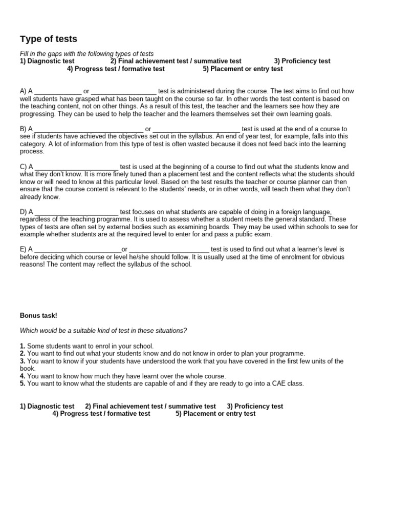 Testing and Exams Materials | PDF