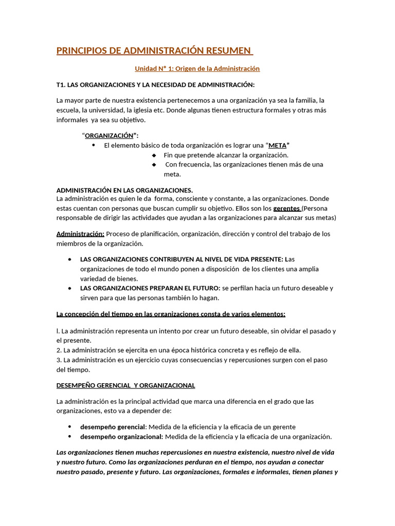 Principios de Administración: Resumen Esencial | PDF | Business ...