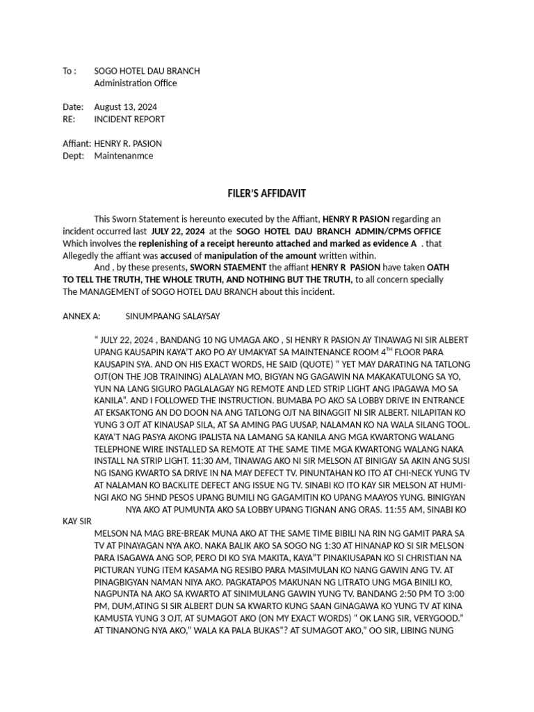 To SOGO INVESTIGATION FINISH | PDF