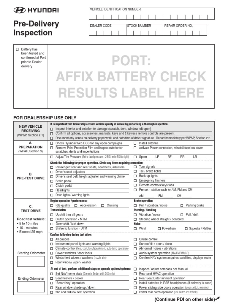 PDI hyundai | PDF