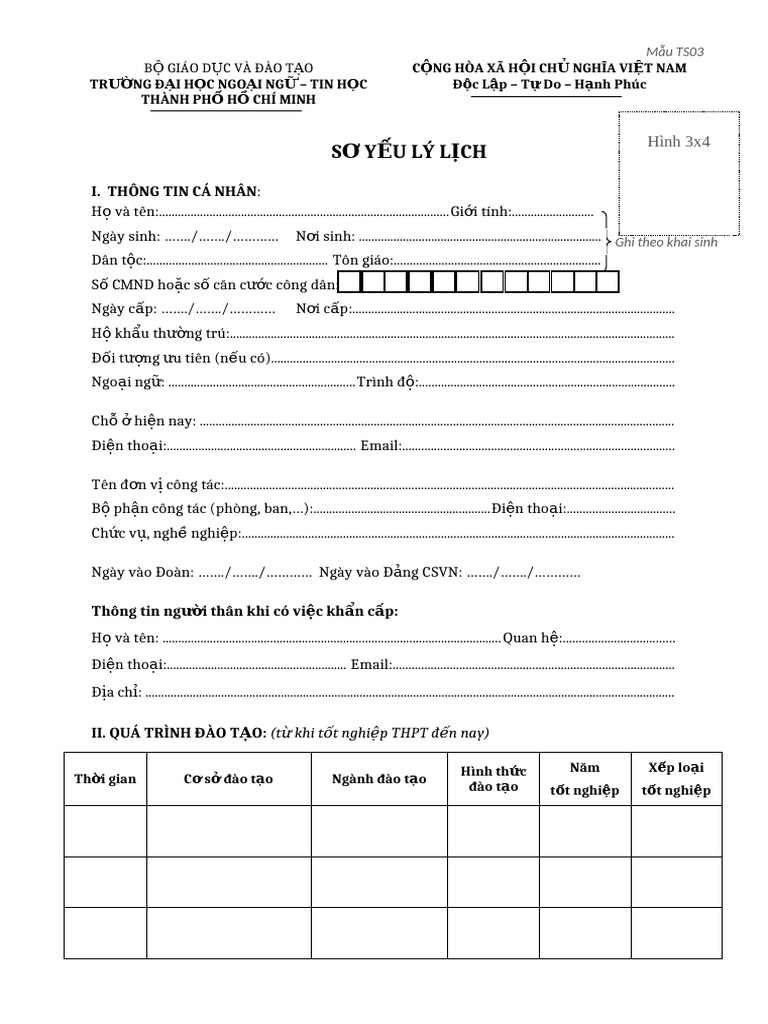 Ts03 So Yeu Ly Lich 2 | PDF