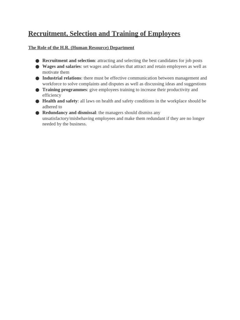 Recruitment, Selection and Training of Employees | PDF | Employment ...