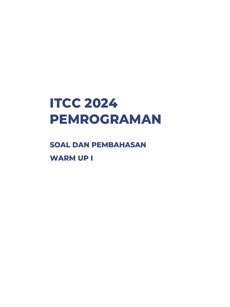 Pembahasan Warm Up I - Itcc 2024 | PDF