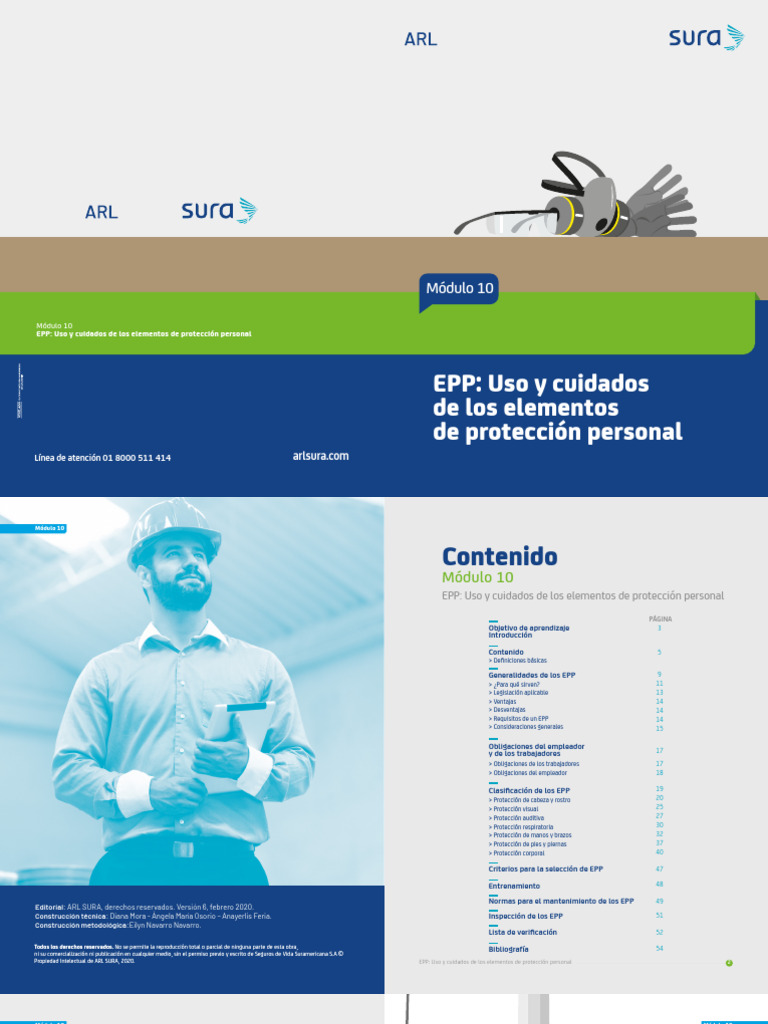 Cartilla Modulo 10. EPP Uso y Cuidados de Los Elementos de Protección Personal 2023.ARL SURA | PDF